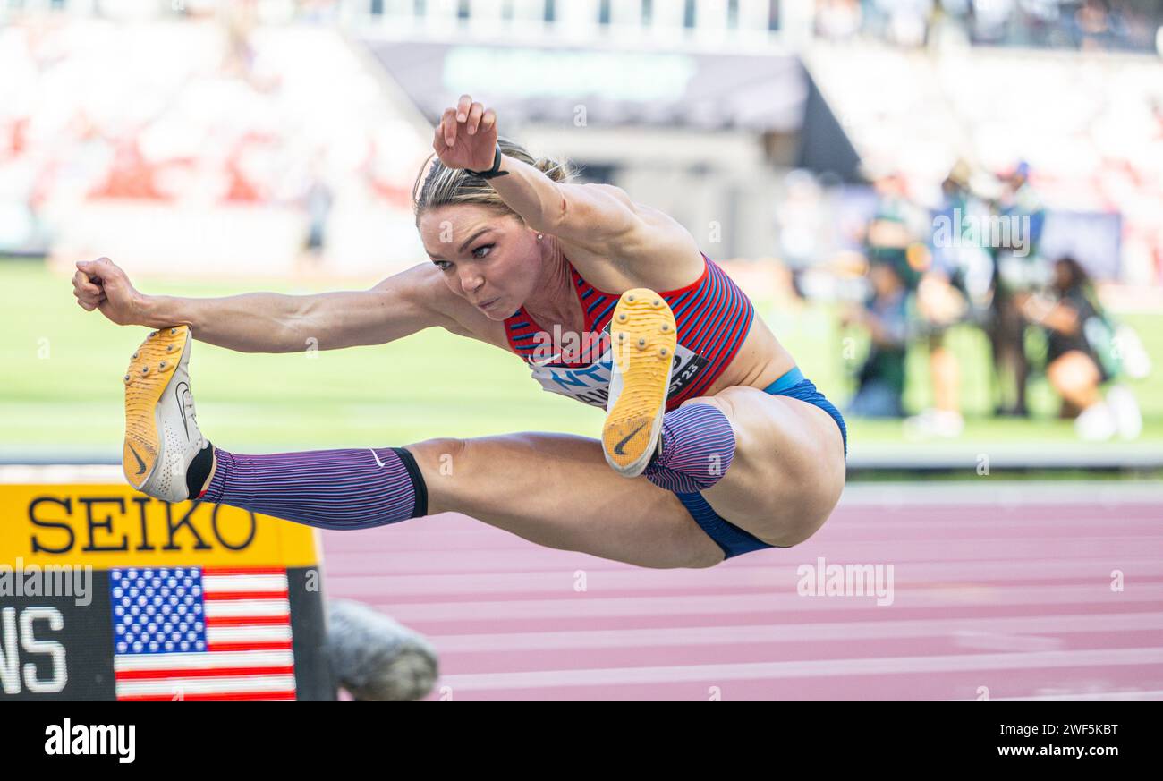 Chari HAWKINS participating in the heptathlon at the World Athletics ...