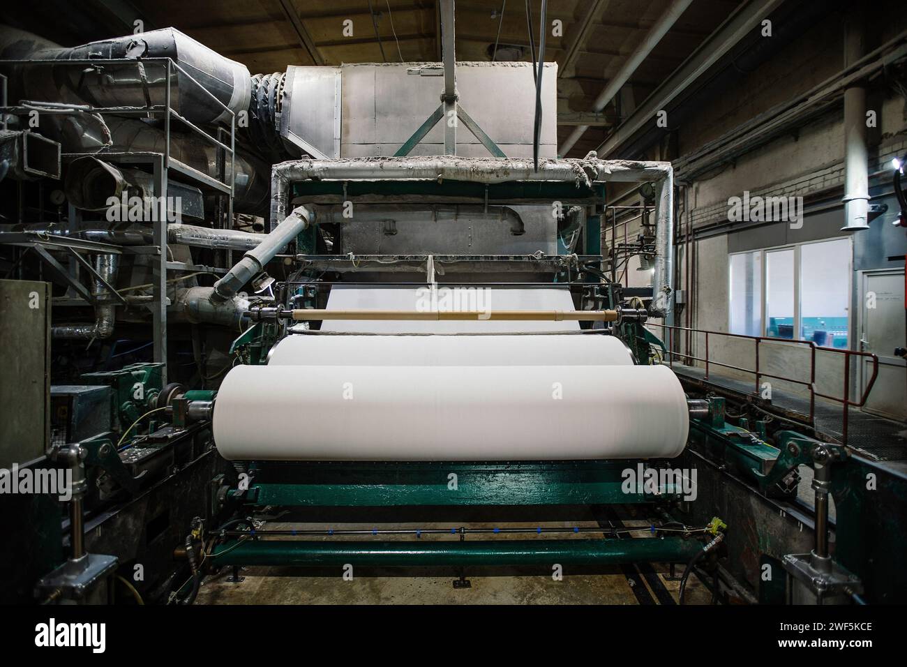 Waste paper recycling plant. Machine for production of paper rolls ...