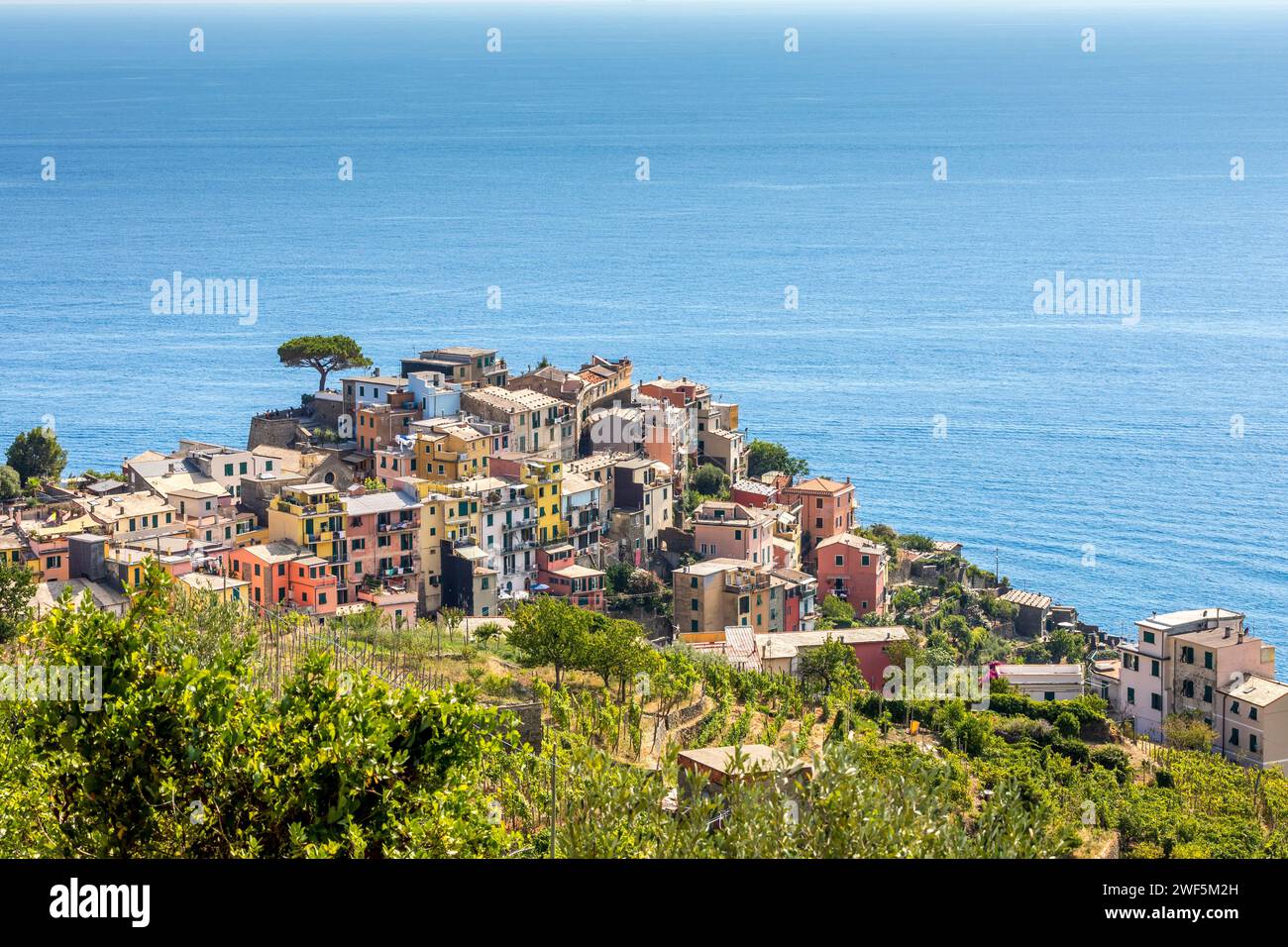 Corniglia, Italy - August 2, 2023: Panoramic view of the village of ...