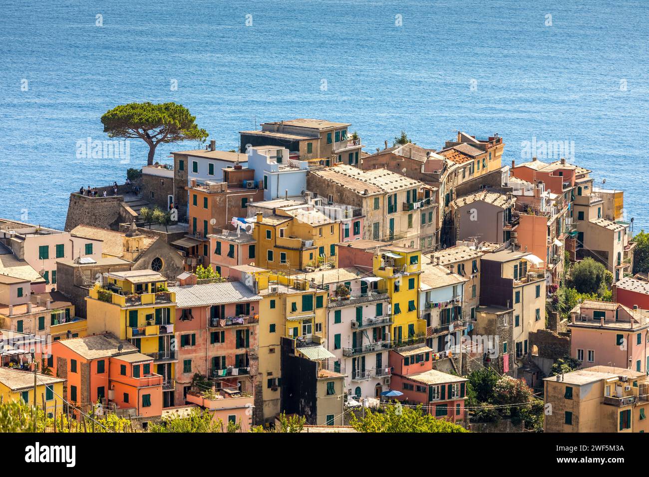 Corniglia, Italy - August 2, 2023: Panoramic view of the village of ...