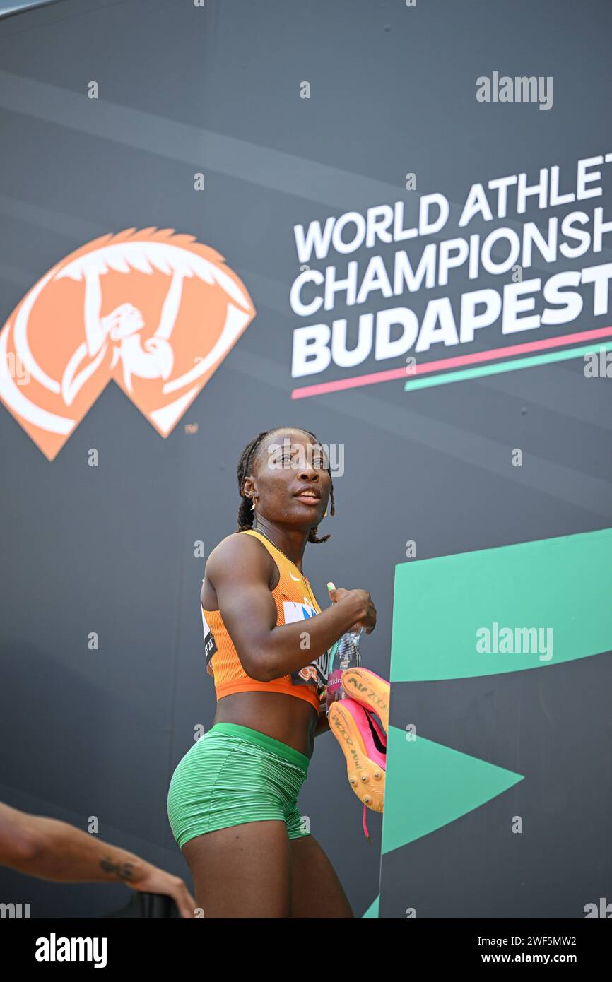 Marie-Josée TA LOU participating in the 100 meters at the World ...