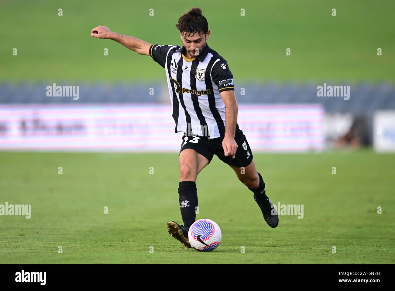 Leumeah, Australia. 28th Jan, 2024. Ivan Vujica of Macarthur FC team is ...