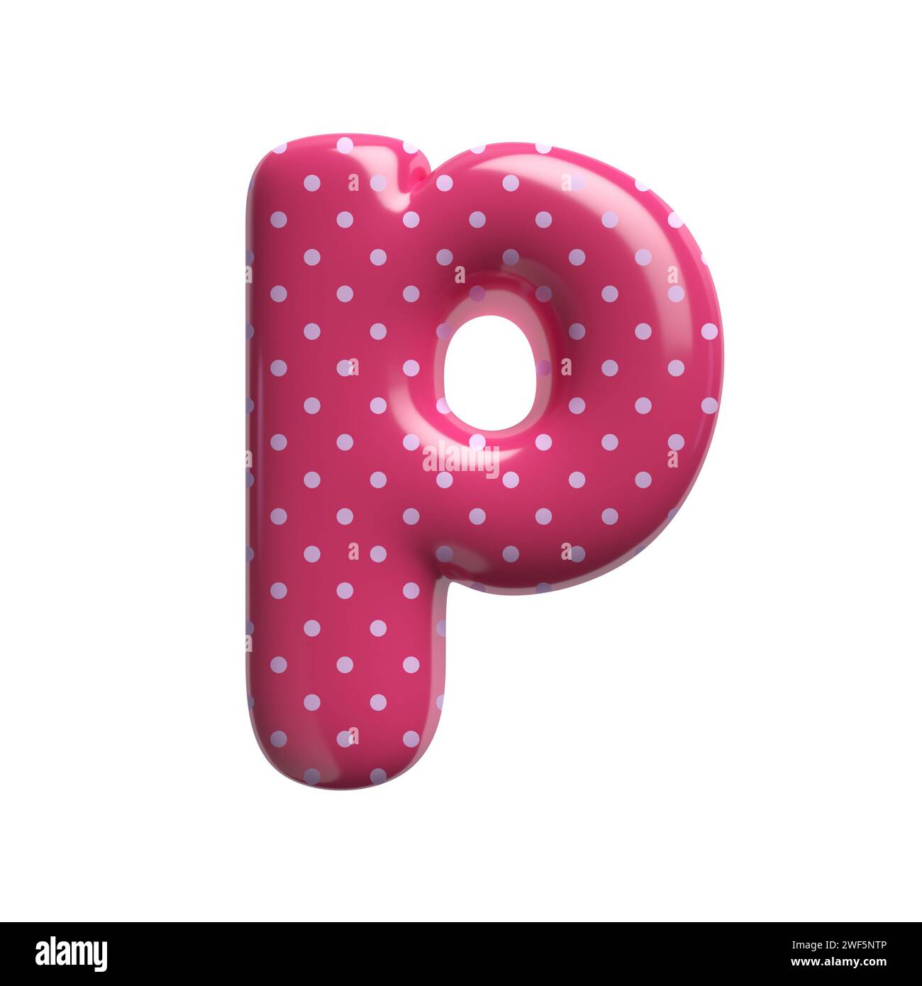 Polka dot letter P - Lowercase 3d pink retro font - Suitable for ...