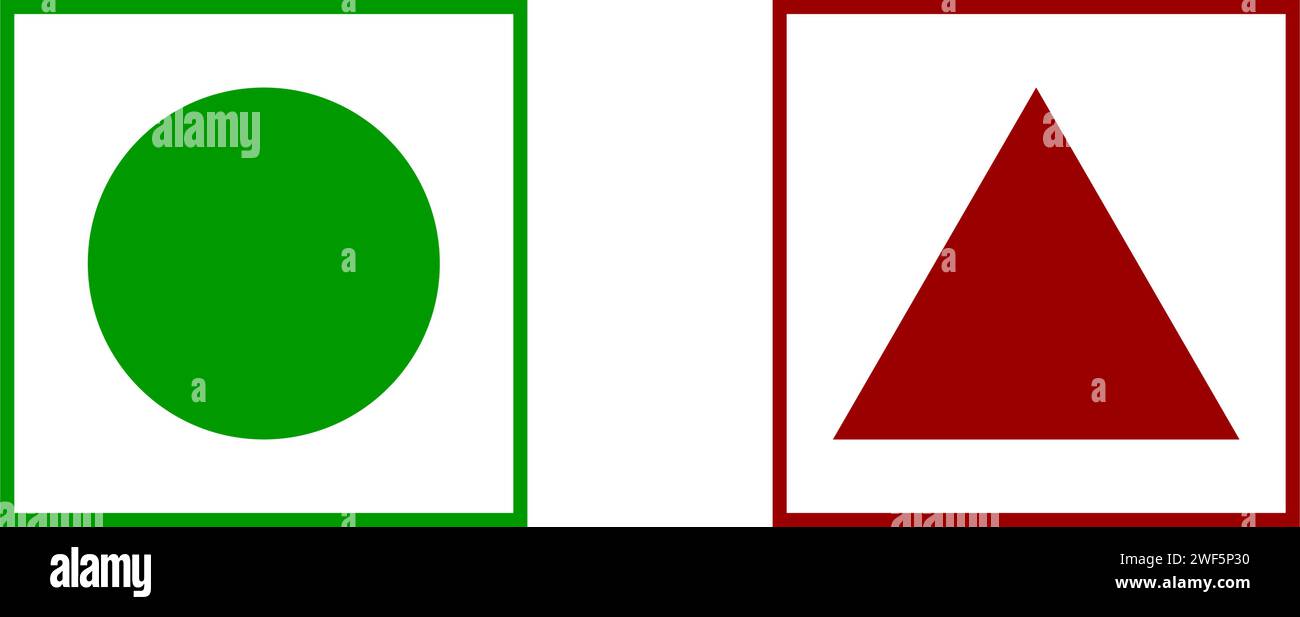 Vegetarian and non-vegetarian symbols. Green dot and red triangle in ...
