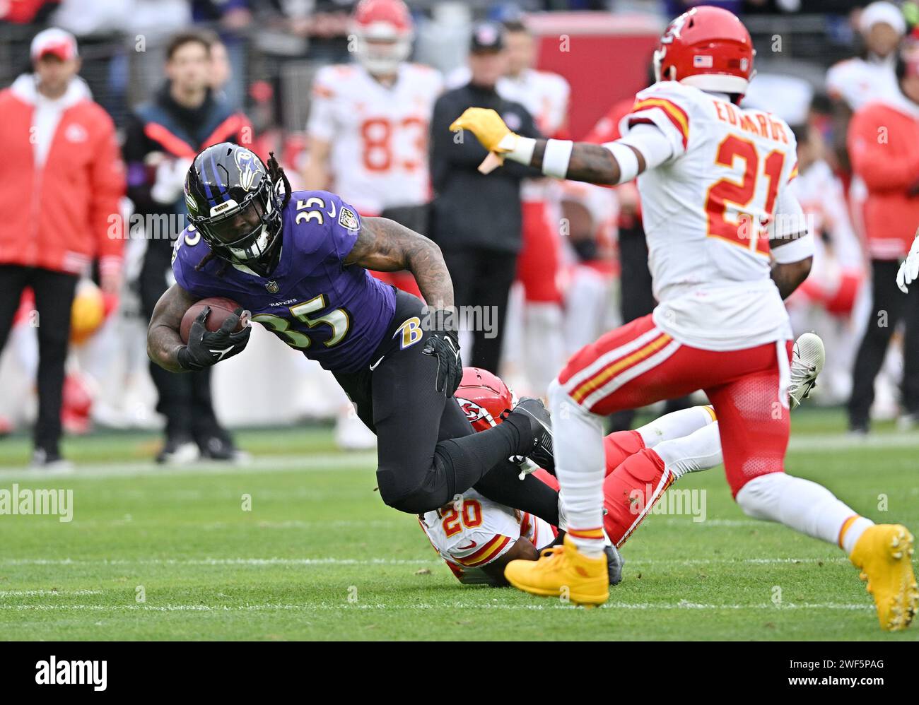 Baltimore, United States. 28th Jan, 2024. Baltimore Ravens running back ...