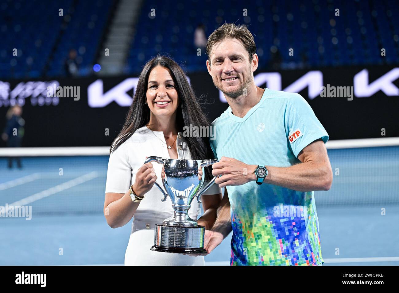 Paris, France. 27th Jan, 2024. Matthew Ebden and his wife Kim Doig ...