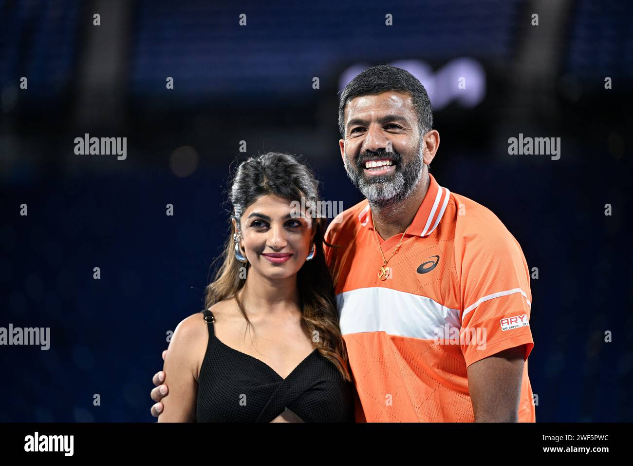 Paris, France. 27th Jan, 2024. Rohan Bopanna with his wife Supriya ...
