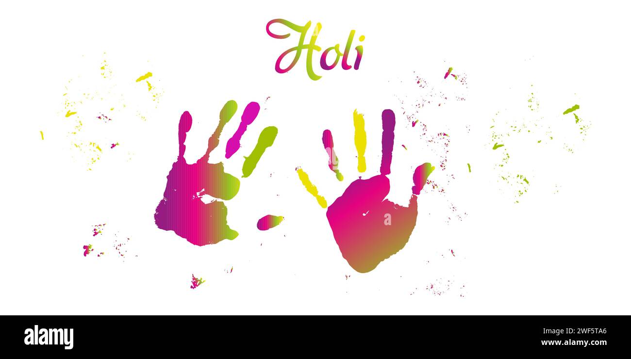 Holi festival happy India carnival of colors. Colored hands. Banner ...