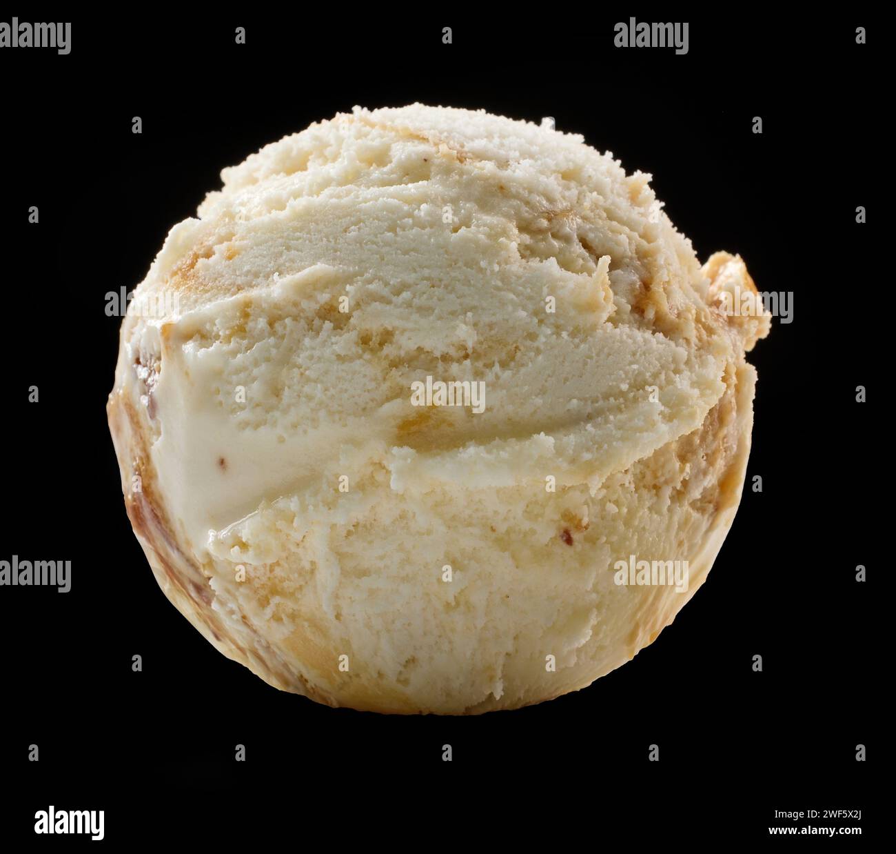 Maple and walnut ice cream ball isolated on black background Stock ...
