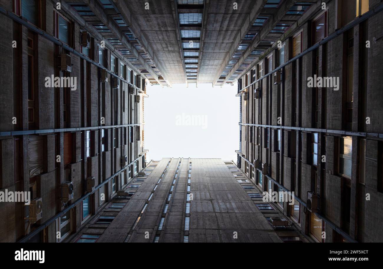 Interesting view of the buildings from below Stock Photo - Alamy