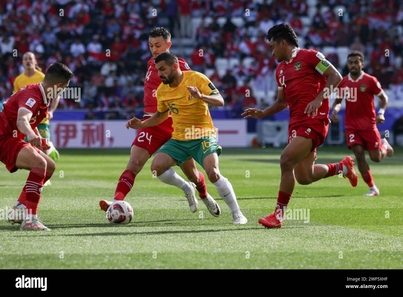 DOHA, QATAR - JANUARY 28: Ivar Jenner of Indonesia and Aziz Behich of ...