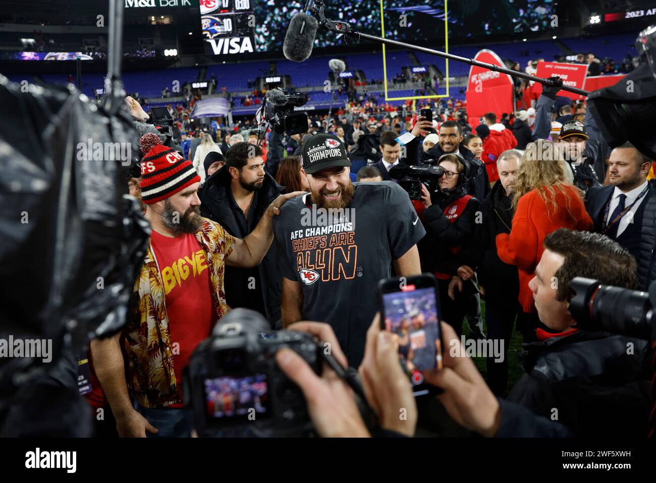 Baltimore, MD, USA. 28th Jan, 2024. Kansas City Chiefs TE Travis Kelce ...