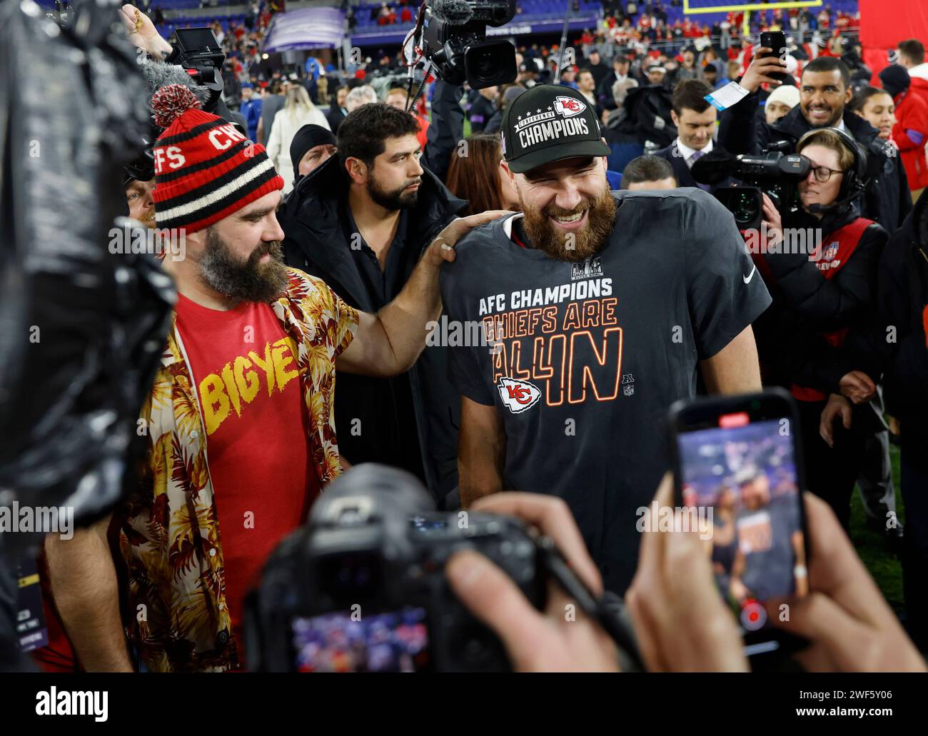 January 28, 2024: Kansas City Chiefs TE Travis Kelce (87) celebrates ...