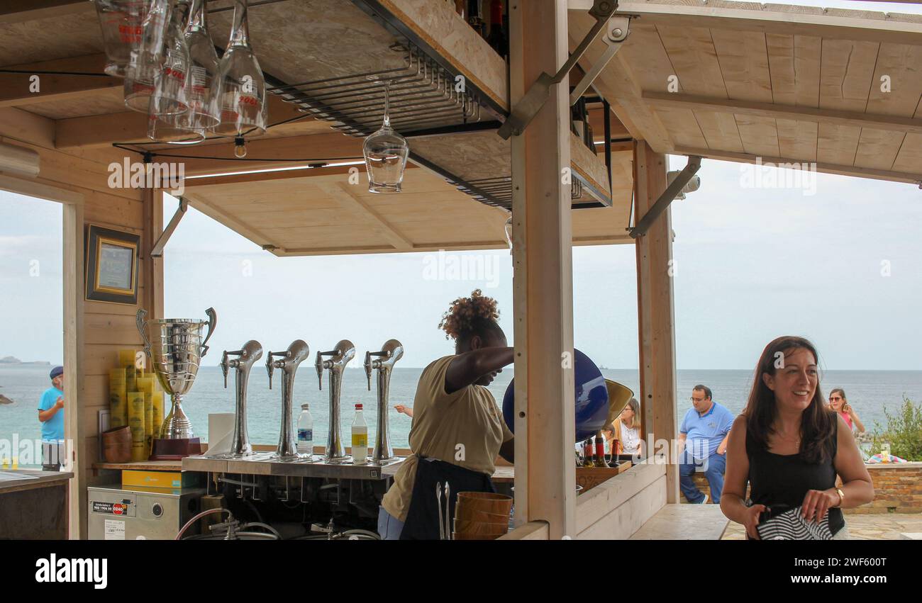 A Marosa beach, Burela, Spain ; 08 08 2023 : the pleasure of lunch near ...
