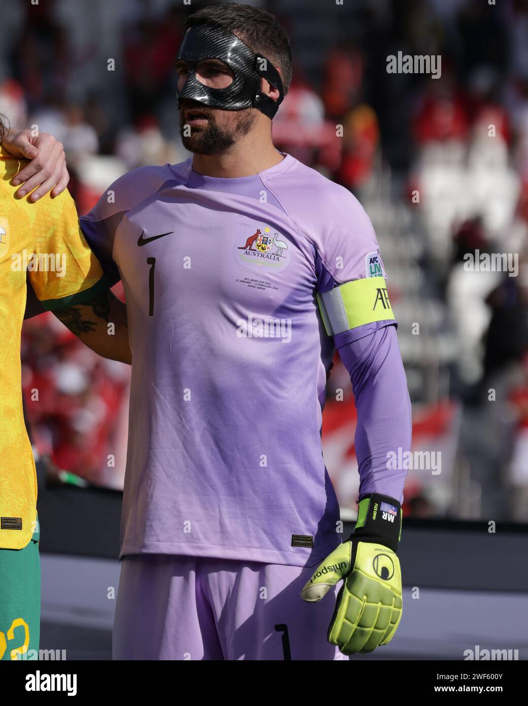 DOHA, QATAR - JANUARY 28: goalkeeper Mathew Ryan of Australia during ...