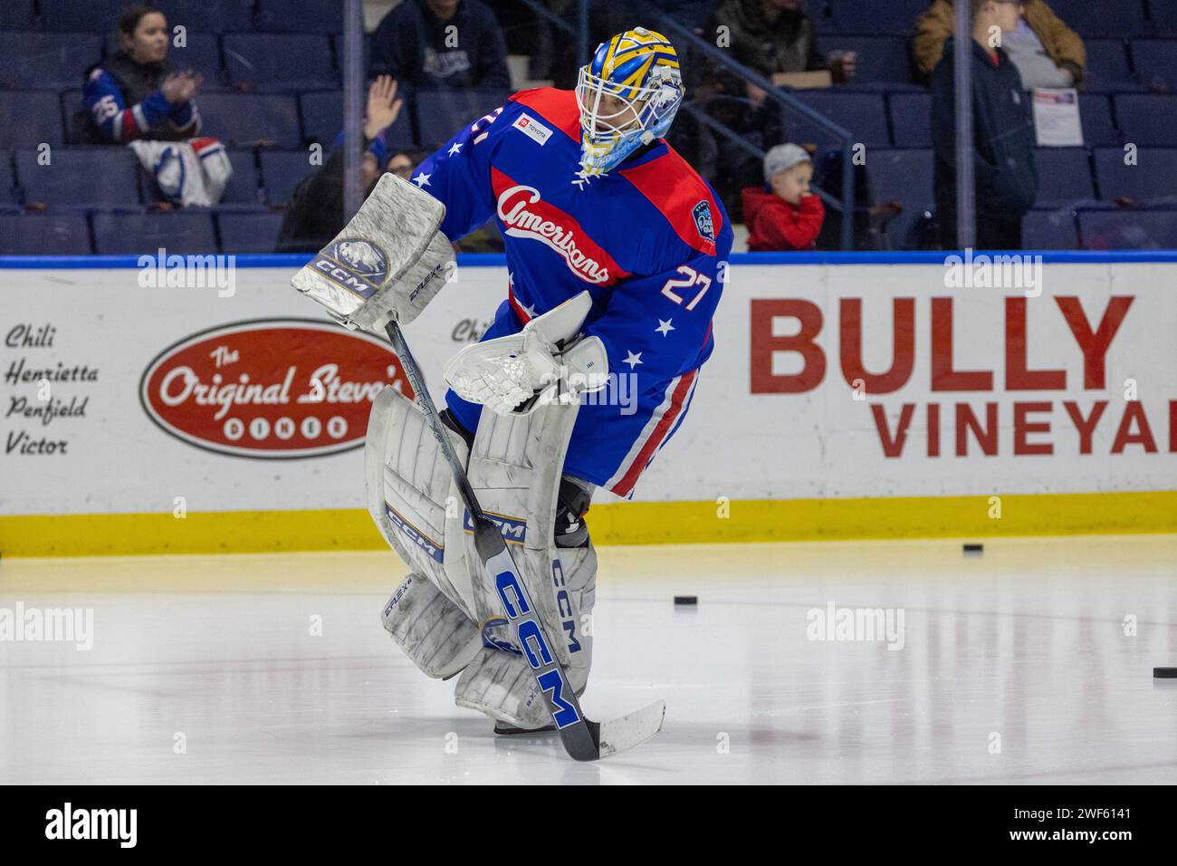 January 20th, 2024: Rochester Americans goaltender Devin Levi (27 ...