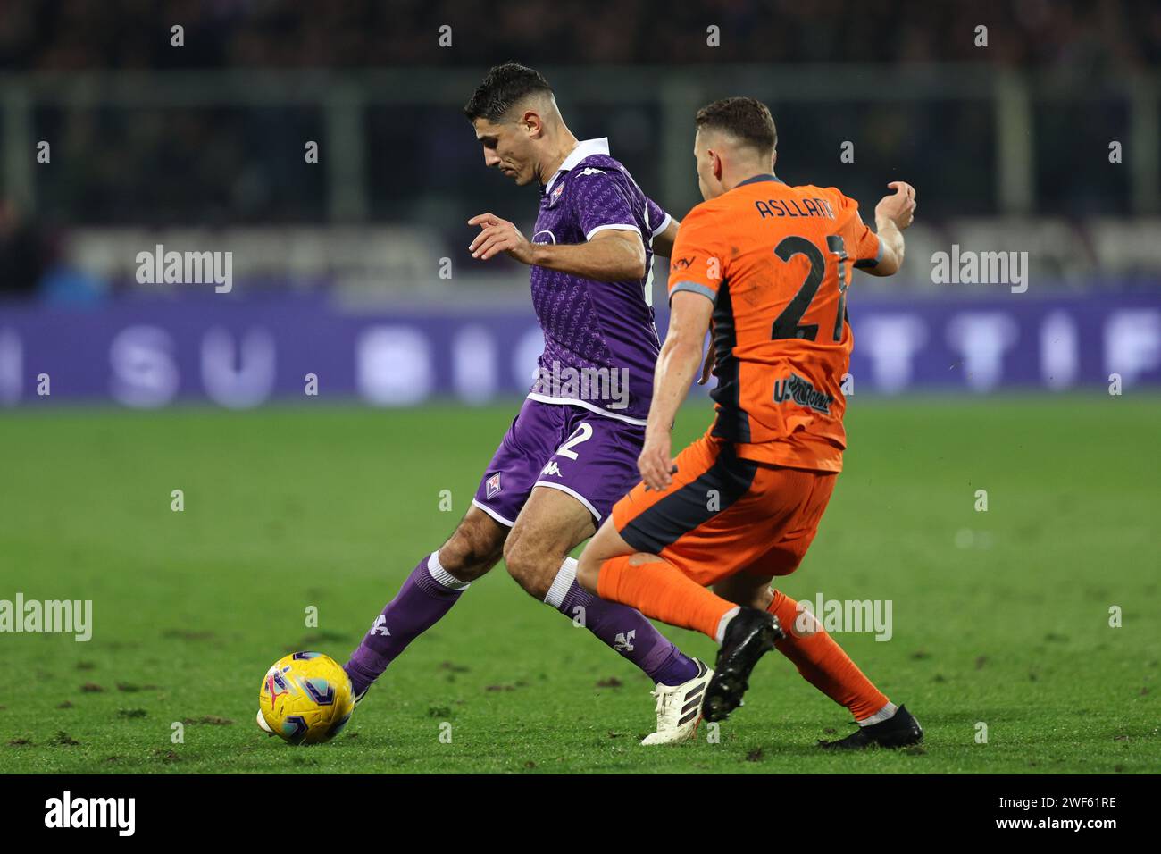 Florence, Italy. anuary 28, 2024. Davide Faraoni (Fiorentina)Kristjan ...
