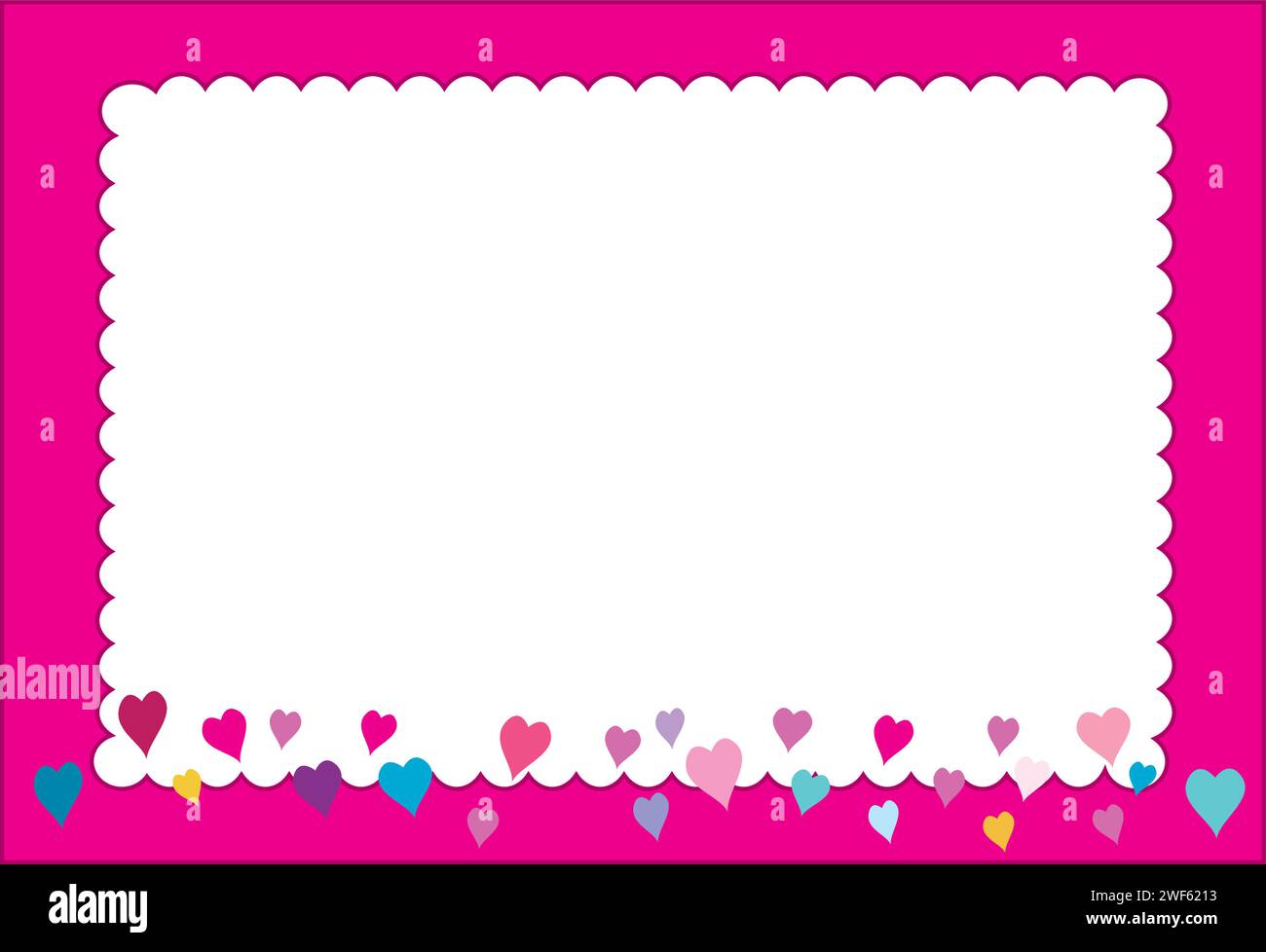 Scalloped edge paper frame with hearts and love note on card Stock ...