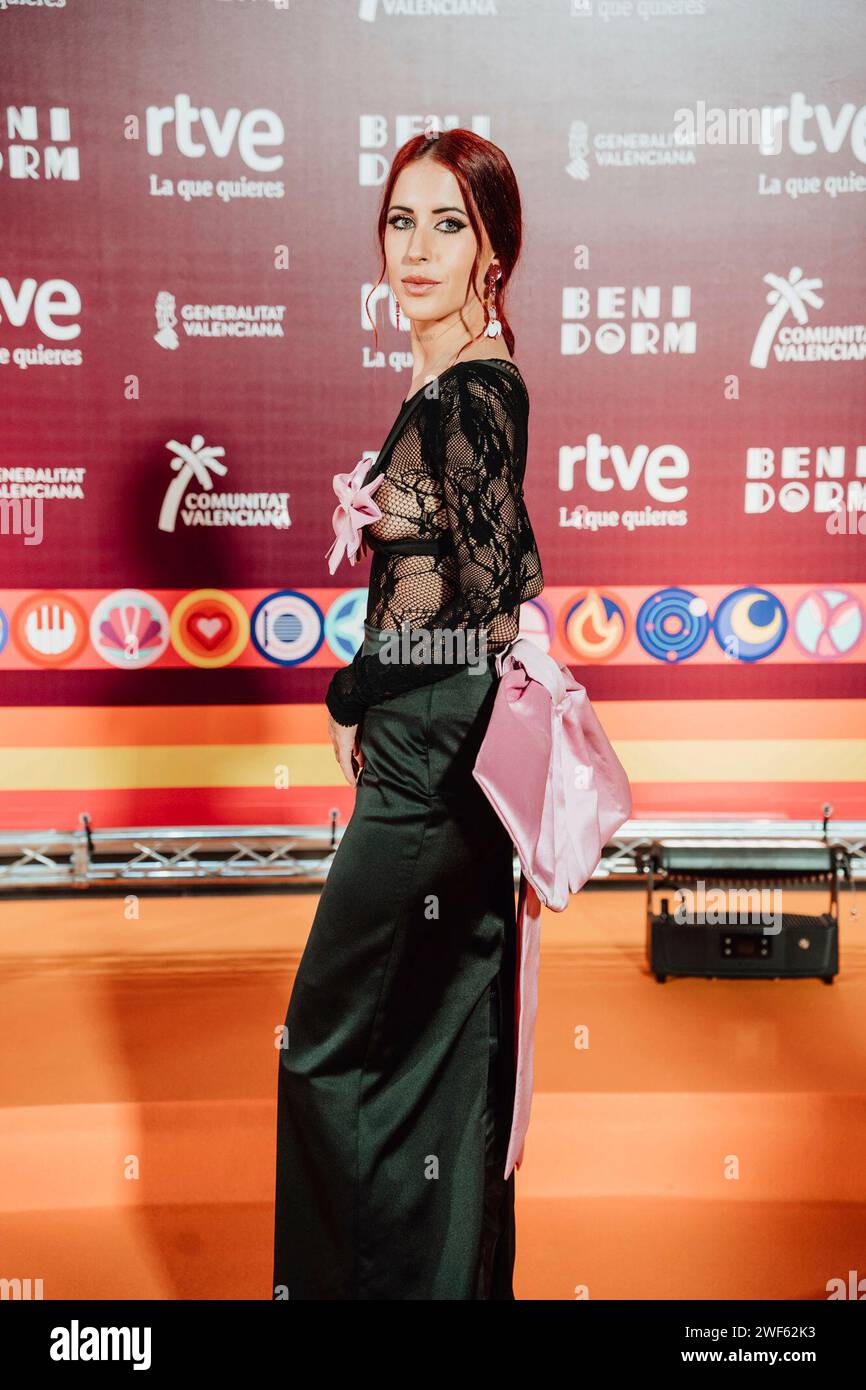 Singer Vicco poses during the orange carpet of the Benidorm Fest, at ...