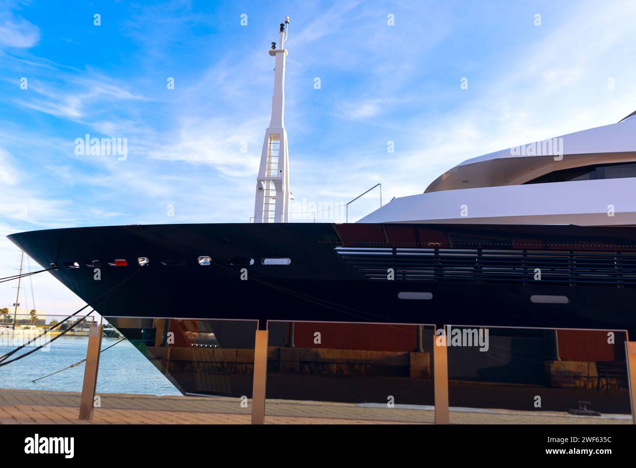 View of frontal section of luxury yachts in the port Stock Photo - Alamy