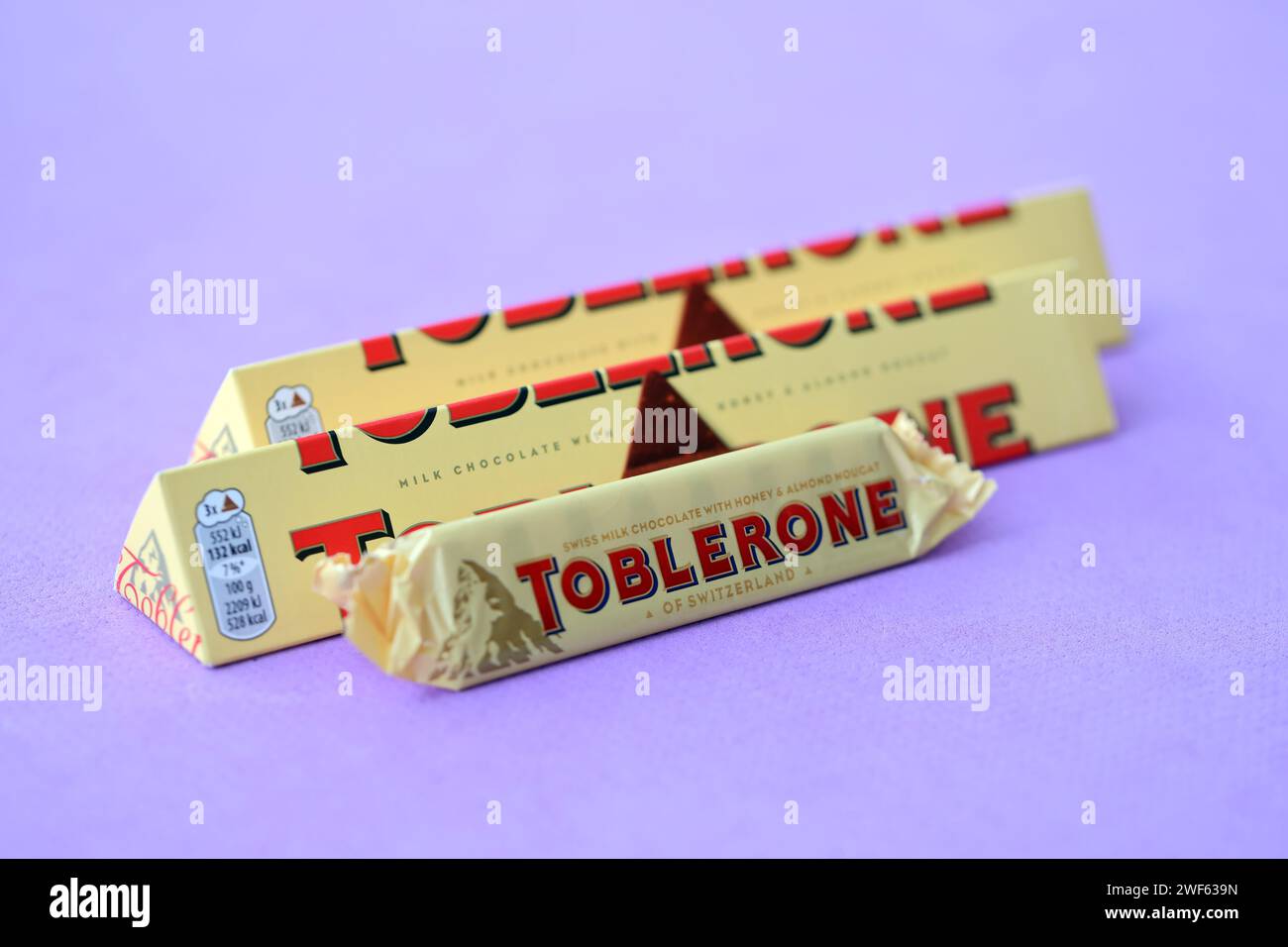 KYIV, UKRAINE - OCTOBER 31, 2023 Yellow Toblerone Chocolate Bar ...