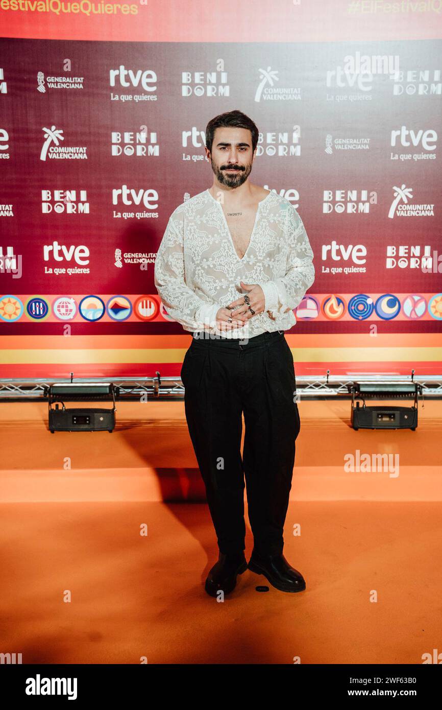 Singer Sofia Coll (3r) poses during the orange carpet of the Benidorm ...