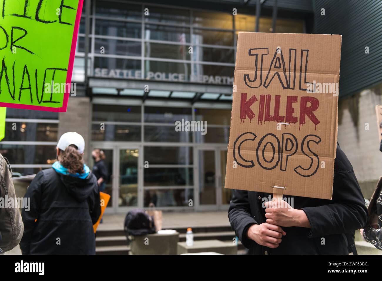 Seattle, USA. 28th Jan 2024 Protestors gather outside the Seattle ...