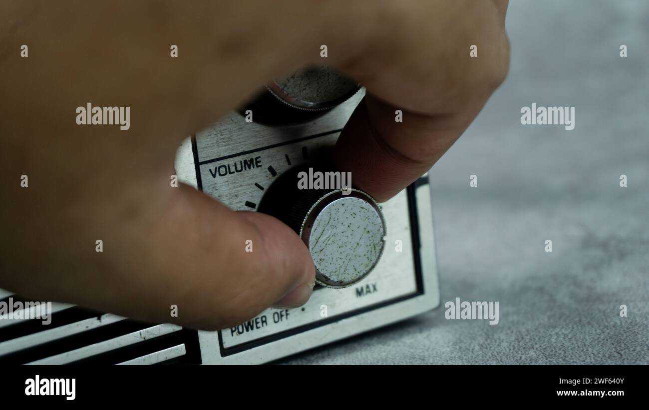 Radio with old FM waves in analog style with the volume adjusted Stock ...