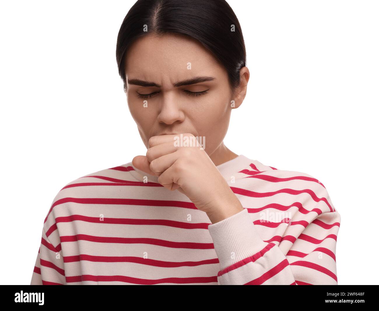 Sick woman coughing on white hi-res stock photography and images - Alamy