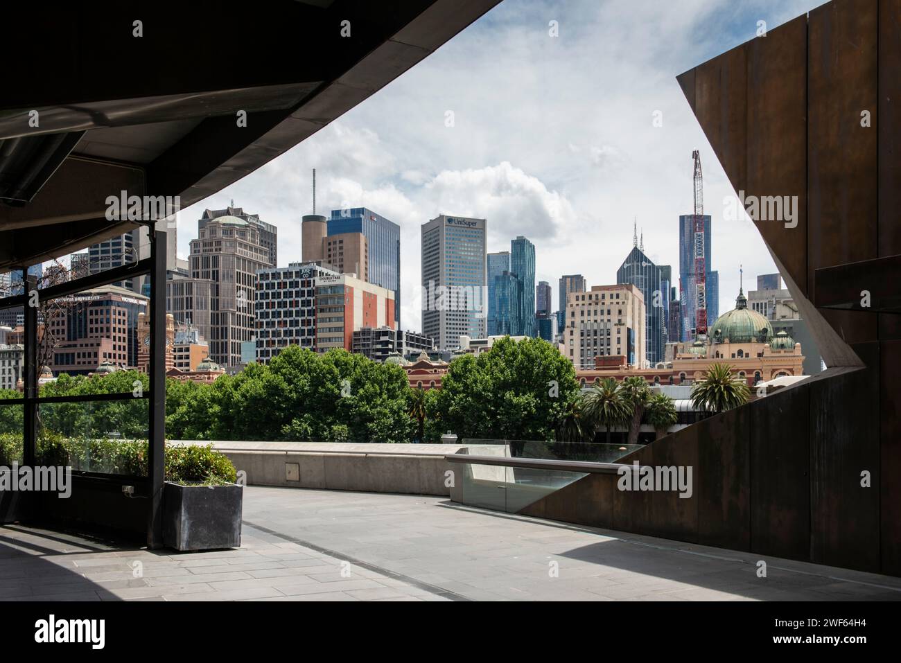 Melbourne city skyline, from Hamer Hall Arts Centre, Victoria ...