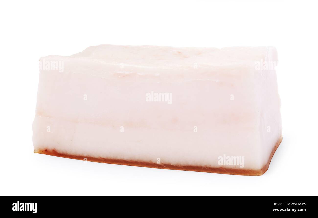 Piece of pork fatback isolated on white Stock Photo - Alamy