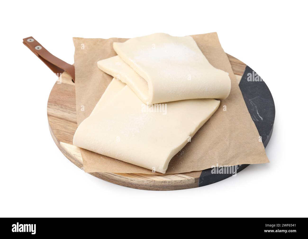 Raw puff pastry dough isolated on white Stock Photo - Alamy