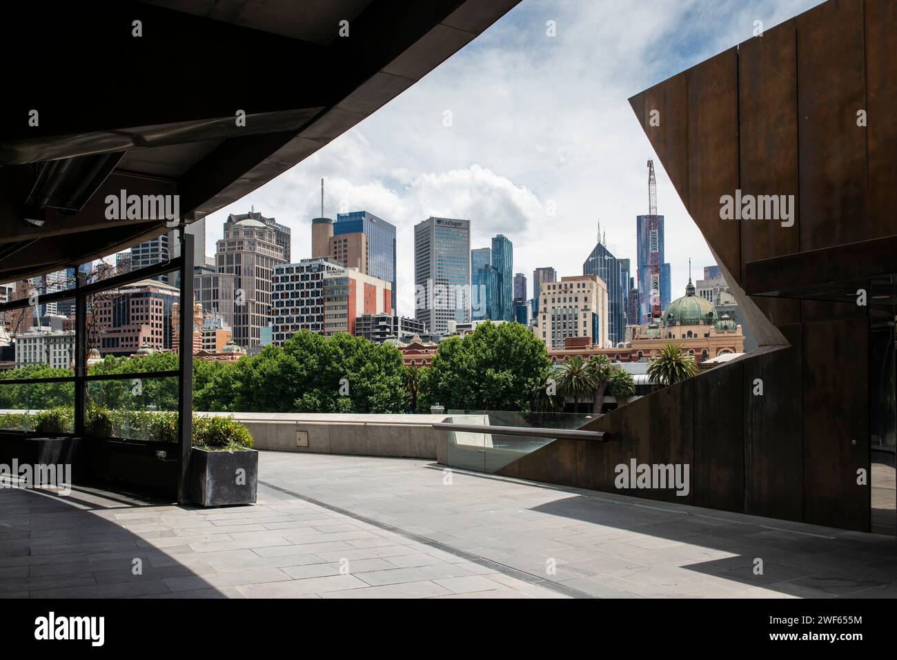 Melbourne city skyline, from Hamer Hall Arts Centre, Victoria ...