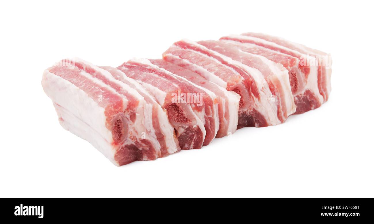 Cut raw pork ribs isolated on white Stock Photo - Alamy