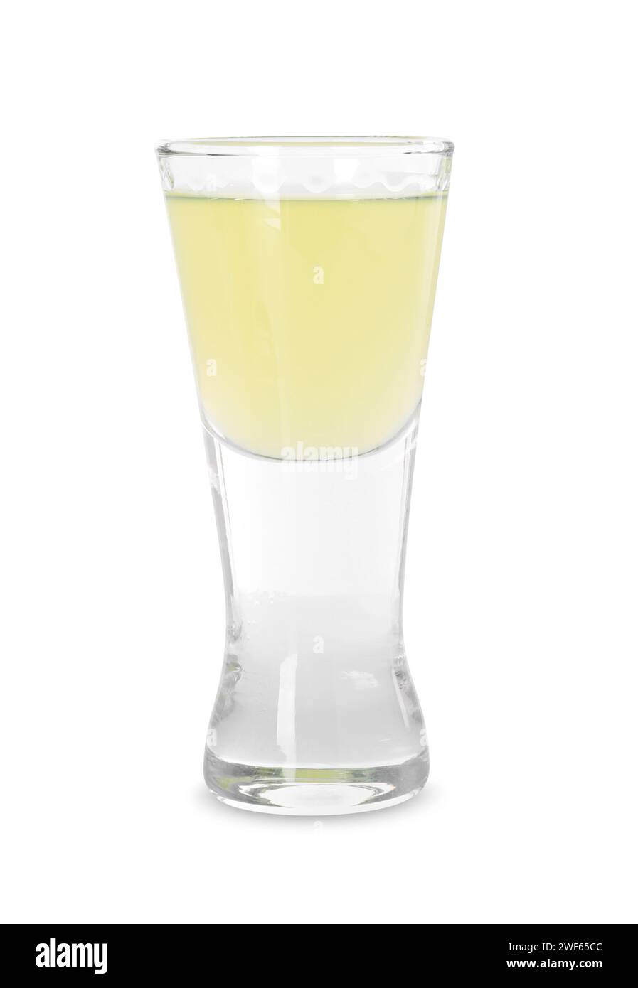 Shot glass with tasty limoncello liqueur isolated on white Stock Photo ...