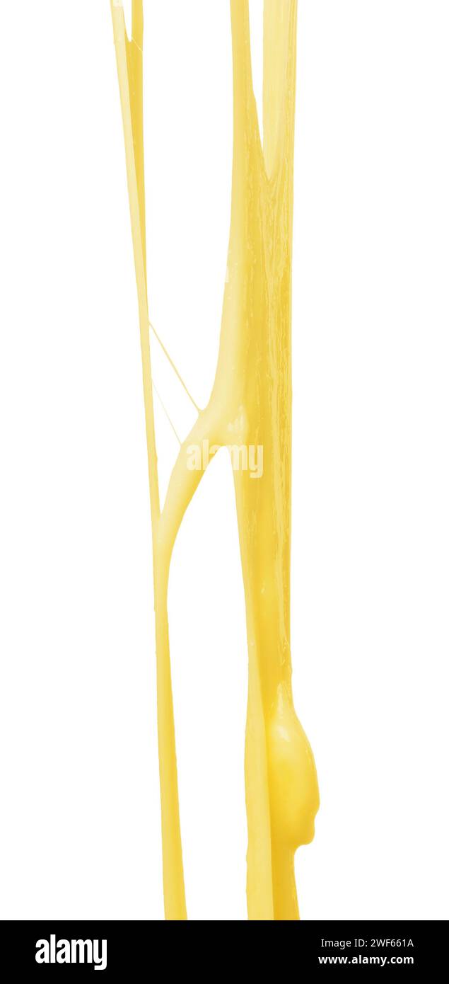 Stretching delicious melted cheese isolated on white Stock Photo - Alamy