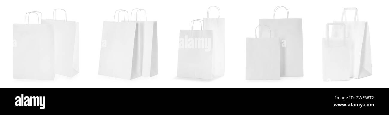 Different paper bags isolated on white, collection Stock Photo - Alamy