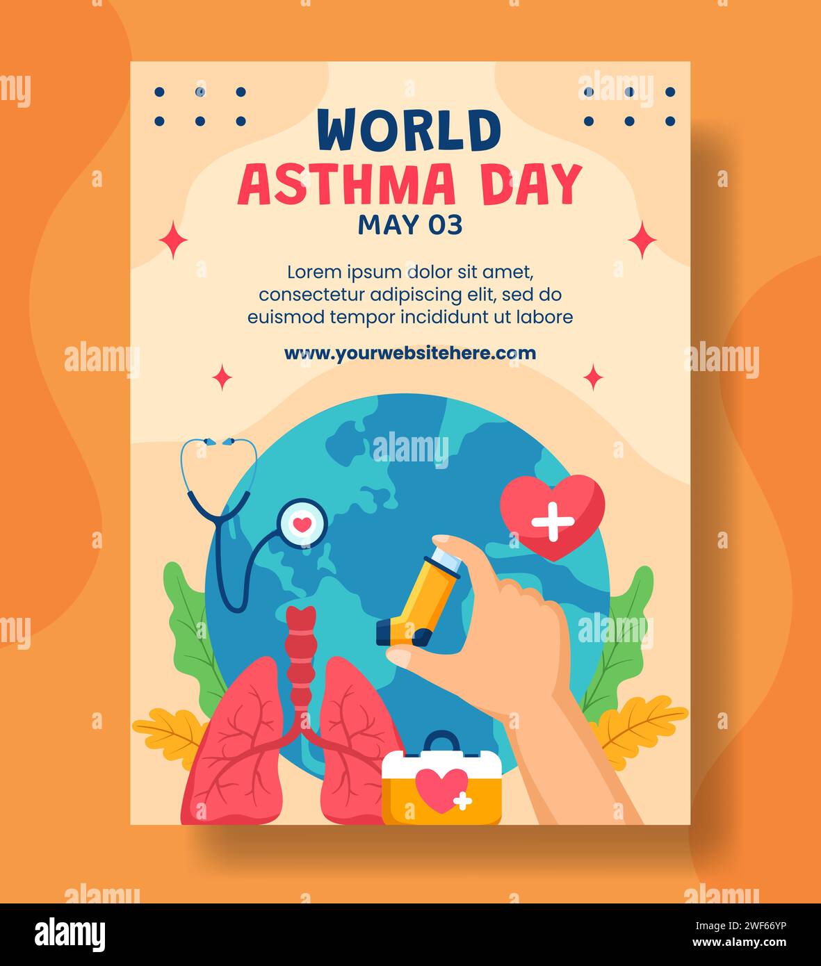 Asthma Day Vertical Poster Flat Cartoon Hand Drawn Templates Background ...