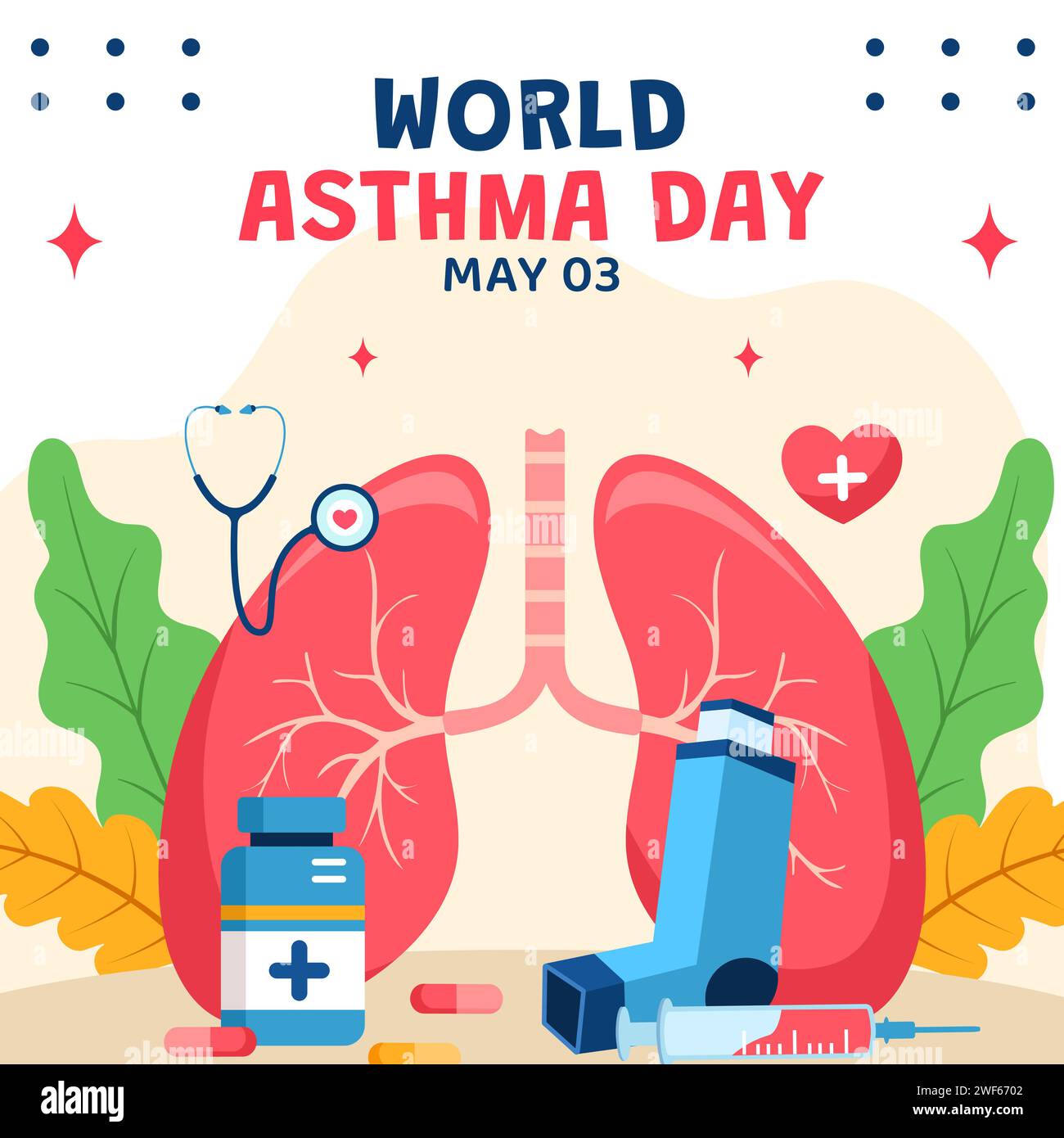 Asthma Day Social Media Illustration Flat Cartoon Hand Drawn Templates ...