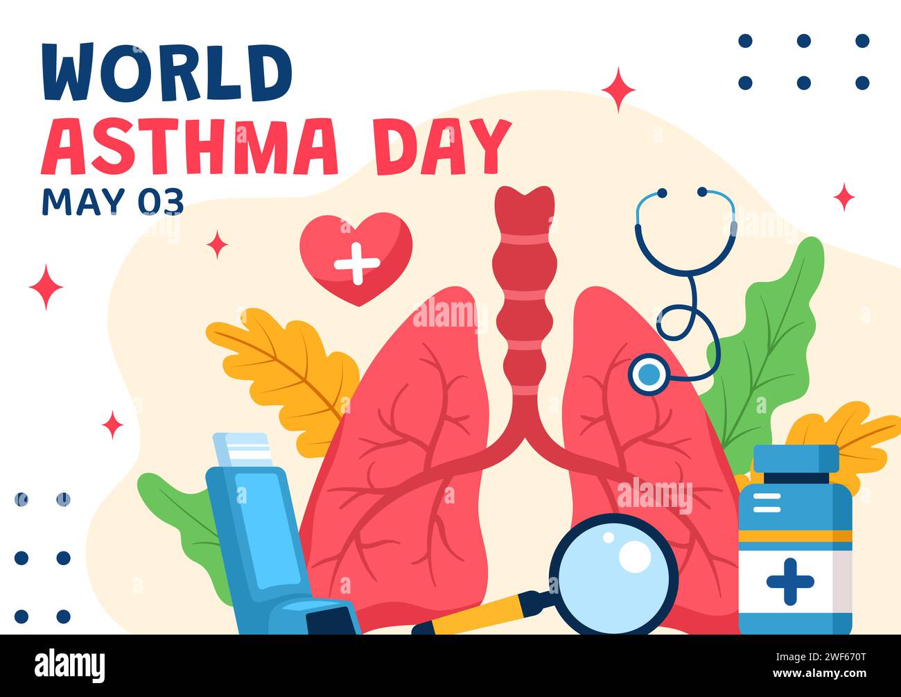 Asthma Day Social Media Background Flat Cartoon Hand Drawn Templates ...