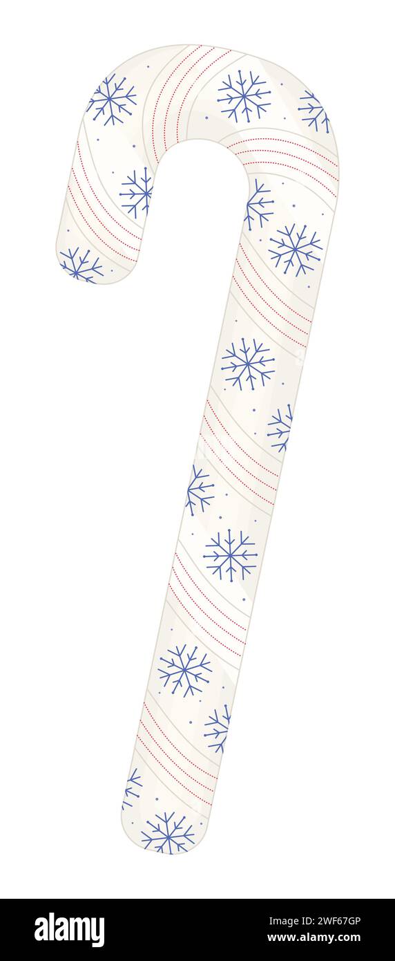 Light winter candy cane with snowflakes, vector illustration Stock ...