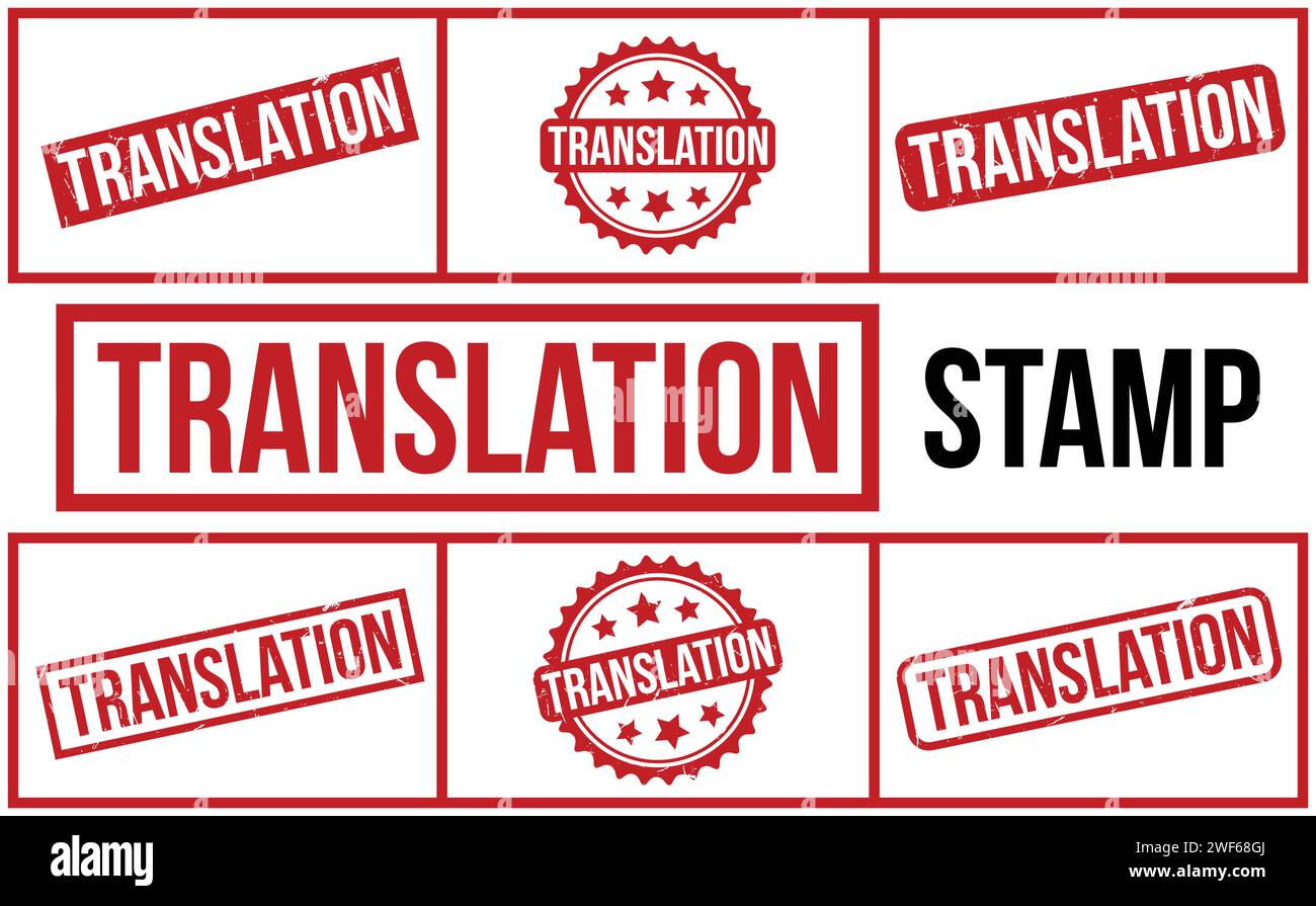 Translation Stamp. Red Translation Rubber grunge Stamp set Stock Vector ...