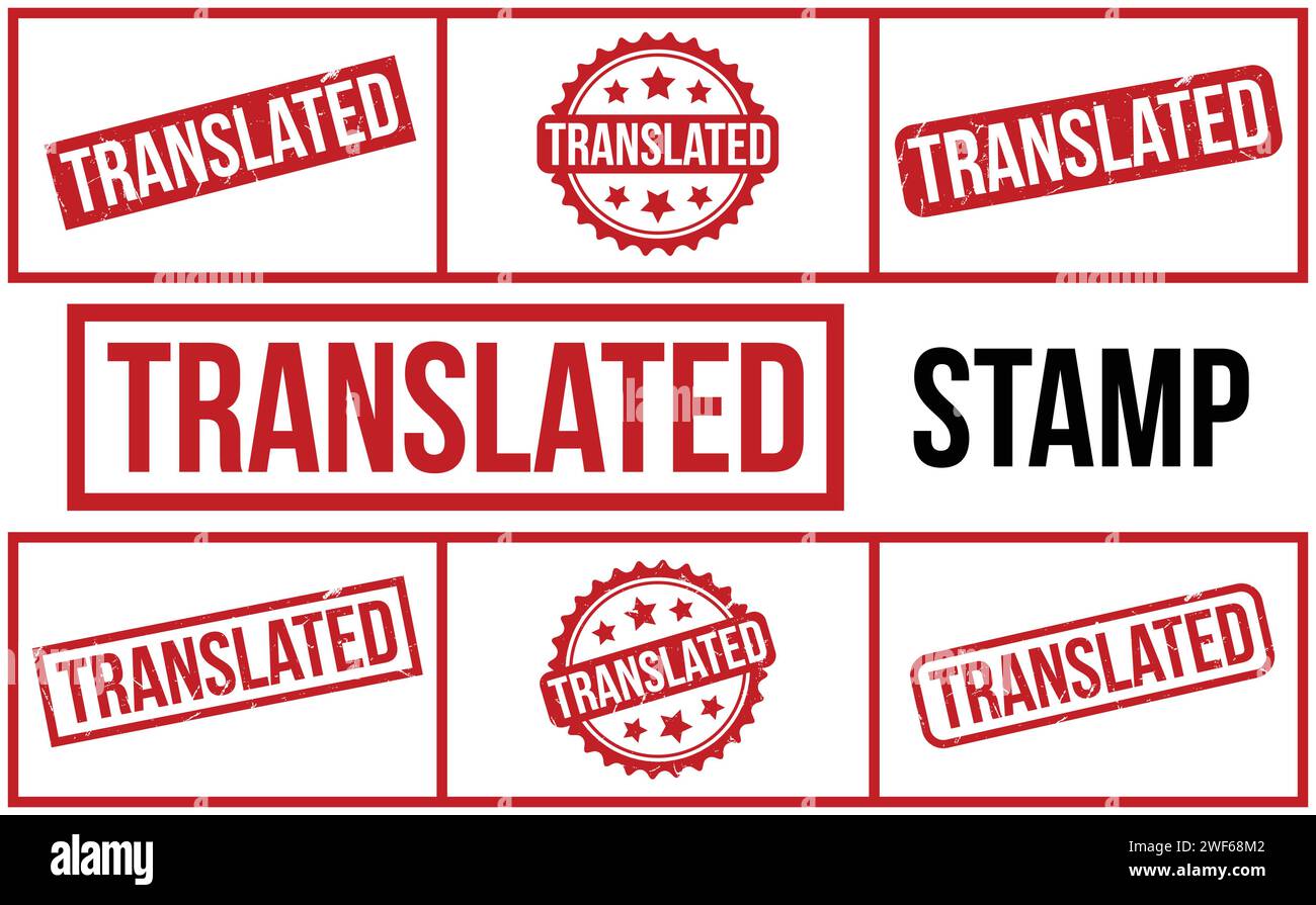 Translated Stamp. Red Translated Rubber grunge Stamp set Stock Vector ...