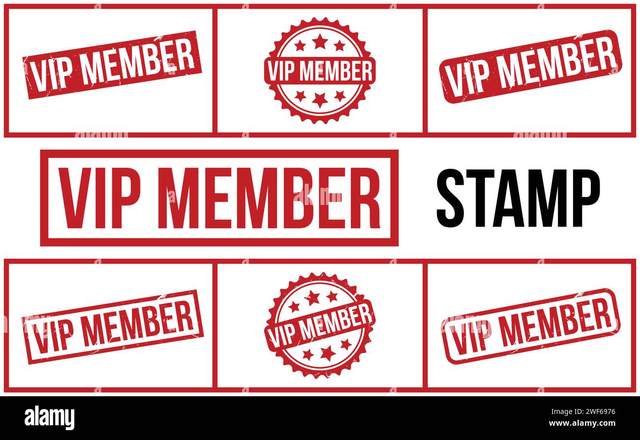 VIP Member Stamp. Red VIP Member Rubber grunge Stamp set Stock Vector ...