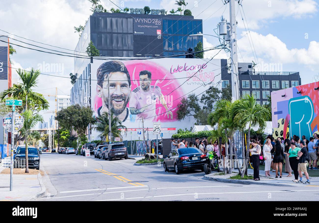 Wynwood, Miami, Florida - January 28, 2024: Photo of Lionel Messi on ...