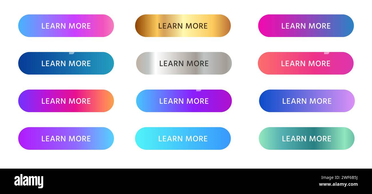 Learn more button rounded in gradient vibrant color set collection colorful Stock Vector Image ...