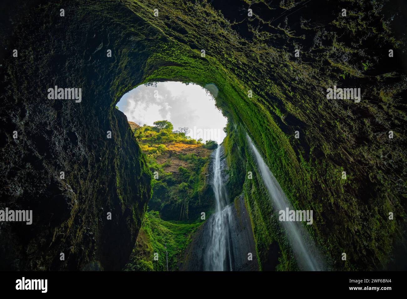 Beautiful waterfalls in sunny day,Bottom view Madakaripura Waterfall is ...