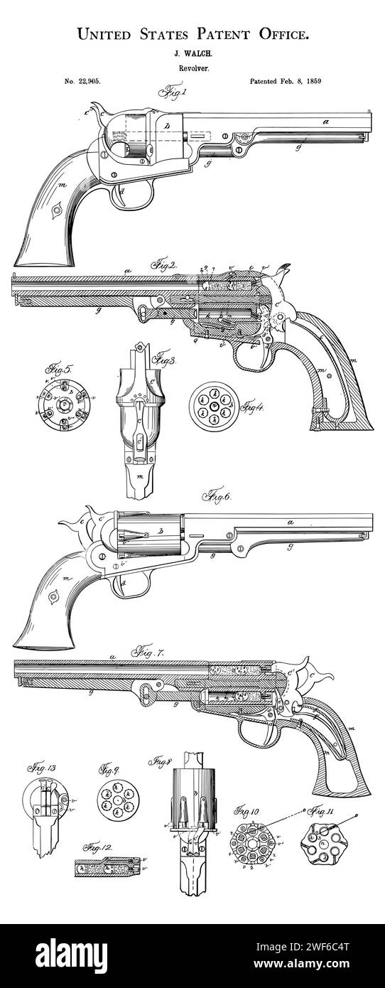 Colt revolver drawing hi-res stock photography and images - Alamy