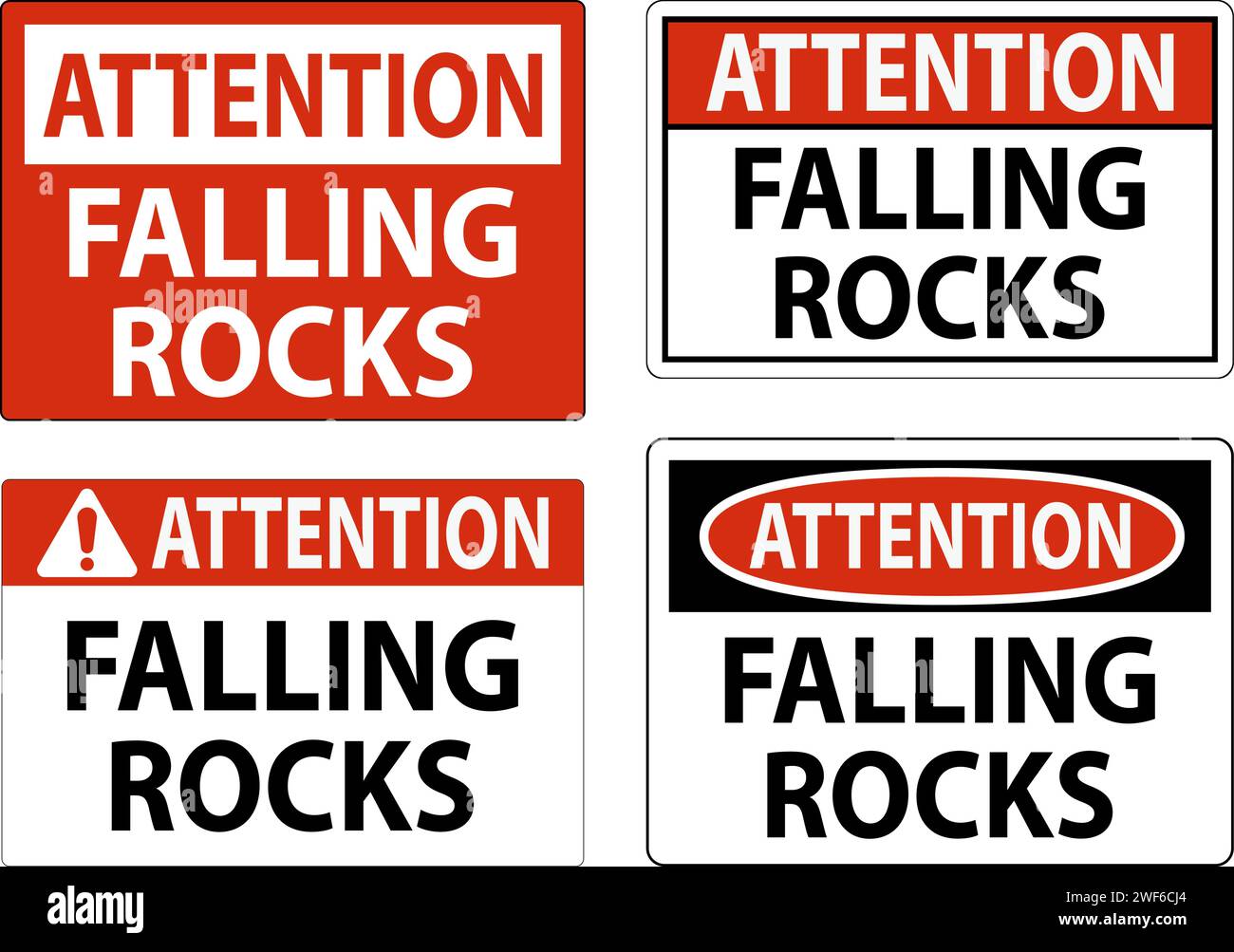 Attention Sign, Falling Rocks Stock Vector Image & Art - Alamy