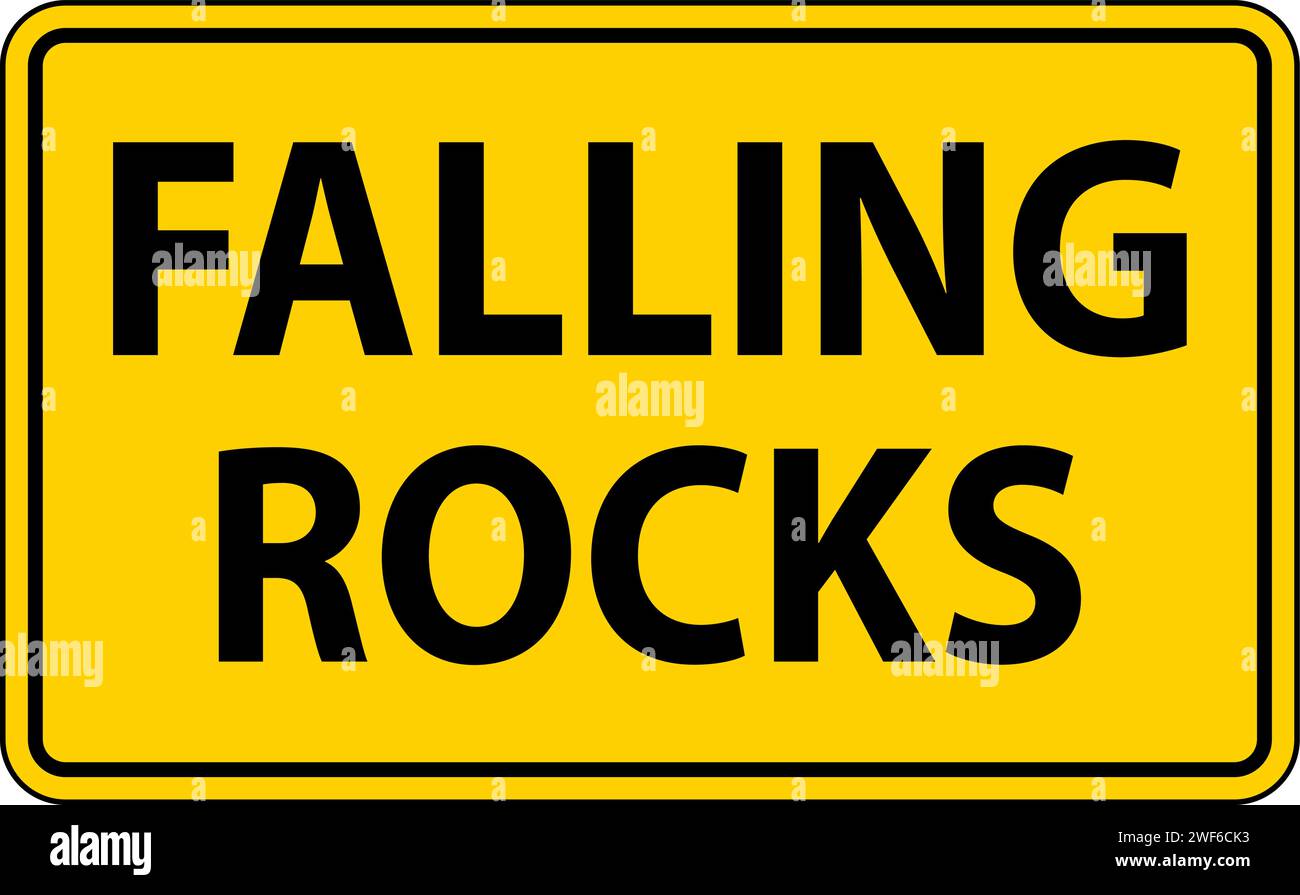 Caution Sign, Falling Rocks Stock Vector Image & Art - Alamy